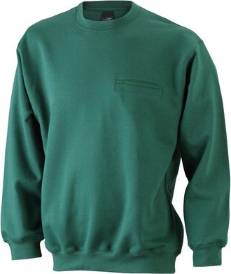 James & Nicholson Klassisches Sweatshirt mit Brusttasche (XXL, dark-green)