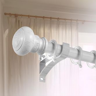 Generic R&ouml;mische Gardinenstange F&uuml;r Fenster - 70-600cm - Premium Aluminium - Dekorative Vorhangstange - Holzmaserung Design - Mit Endkappen Und Rolle - Anpass