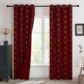 Deconovo Gardinen Blickdicht Vorhänge mit Ösen Wohnzimmer Vorhang Verdunkelung Verdunkelungsvorhang Schlafzimmer Thermogardinen Wärmeisolierend Kälteschutz, 17