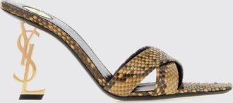 Saint Laurent Opyum Mules aus Leder mit Python-Print und YSL-Monogramm-Absatz