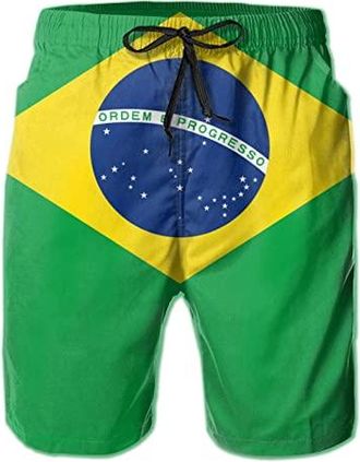 AOOEDM Drapeau du Brésil Maillot de Bain Short de Bain à séchage Rapide avec Doublure en Filet Short de Plage Short imprimé Maillot de Bain