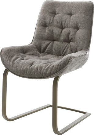 DELIFE Schwingstuhl Taimi-Flex Freischwinger flach Effektfinish Titan Bouclé Soft Schlamm