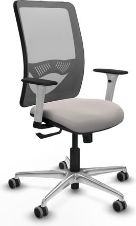 Piqueras y Crespo Schreibtischstuhl, wei&szlig; und grau, Zulema mit wei&szlig;en und schwarzen Armlehnen, h&ouml;henverstellbare Lendenwirbelst&uuml;tze, mit 3 Positionen, Grau/Wei&szlig;