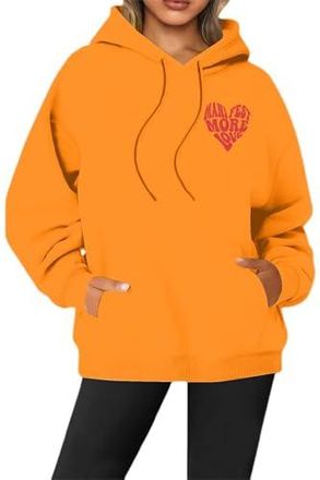 Generic Sweat-shirt pour femme XXL Streetwear &agrave; la mode Sweat &agrave; capuche Coupe &agrave; manches longues avec motif de coeur romantique Haut d&eacute;contract&eacute; pour femme pou