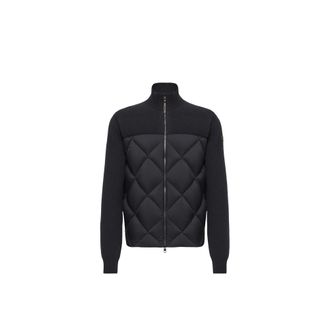 Moncler Moncler Cardigan En Laine Et Cachemire Rembourr&eacute; De Duvet, Homme, Bleu, Taille: Xxl