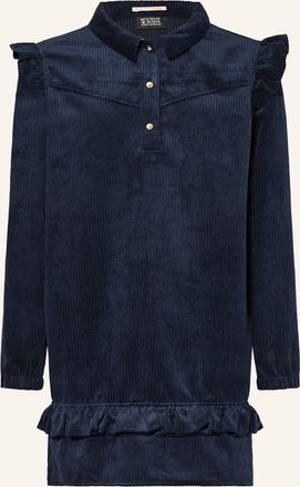 Scotch & Soda Hemdblusenkleid Aus Cord Mit Rüschen blau