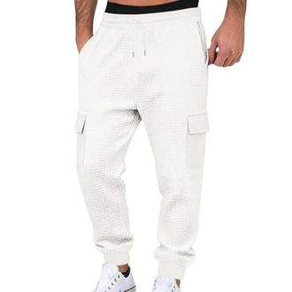Generic Pantalon cargo gaufr&eacute; pour homme - Plusieurs poches - Pantalon de travail en coton confortable - Coupe r&eacute;guli&egrave;re - L&eacute;ger - &Eacute;lastique - Pantalon d&eacute;cont