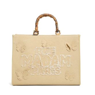 Rue Madame París Femme, Sacs, Beige, Taille: ONE Size Mini sac fourre-tout en toile avec appliqués de papillons