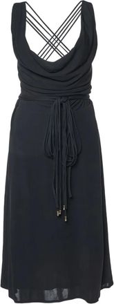 Versace robe longue &agrave; design drap&eacute; - Noir