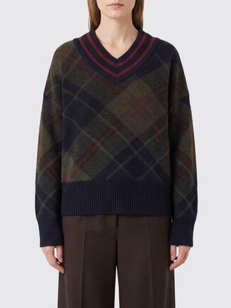 Barbour V-Ausschnitt-Pullover aus Wollmischung mit Karomuster in Relaxed Fit