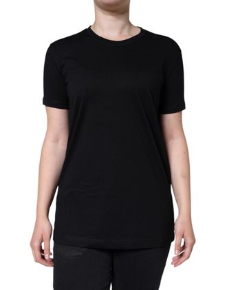 Dolce & Gabbana Womens Black Cotton Crew Neck Short Sleeve T-Shirt