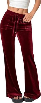 Generic Pantalon de jogging en velours pour femme - Taille haute - Avec cordon de serrage - Pantalon de loisirs &eacute;l&eacute;gant - Jambes larges - Confortable - Joggin