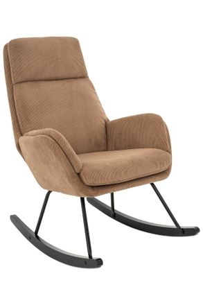 Livetastic Schaukelsessel, Braun, Schwarz, Holz, Metall, Textil, Kautschukholz, massiv, 70x105x87 cm, Wippfunktion, Wohnzimmer, Sessel, Schaukelst&uuml;hle