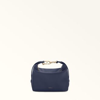 Furla Tonie Schultertasche Mediterraneo Blau Weiches Strukturiertes Ares Leder Damen