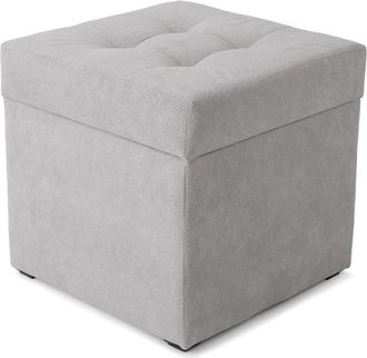 MG Design Polsterhocker 45 x 45 cm Grau mit Stauraum (ca. 50 l), Tragkraft bis zu 300 kg, ohne Montage und leicht zu reinigen, stabil - für Wohnzimmer, Schlafzi