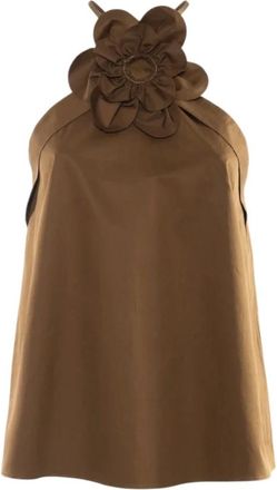 Nenette Femme, Tops, Brun, Taille: 46 FR Halter Satin Top