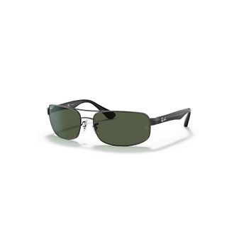 Ray-Ban Rb3445 Sonnenbrillen Schwarz Fassung Gr&uuml;n Glas Polarisiert 61-17