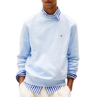 Tommy Hilfiger Herren Essential Terry Crewneck Mw0mw37237 Pullover-Sweatshirt, Blue (Breezy Blue), M