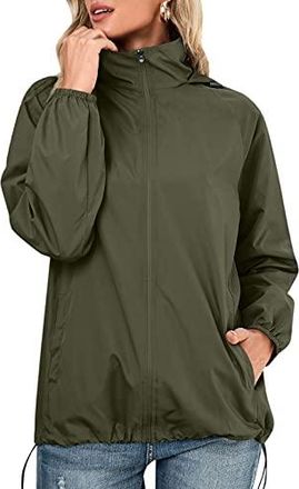 Generic Vestes l&eacute;g&egrave;res et solides &agrave; capuche avec poche zipp&eacute;e pour femme 2026, vert militaire, XL