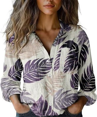 Generic Chemises occidentales pour femmes, chemises à manches longues pour femmes, chemises boutonnées décontractées, rétro, hauts à bulles, chemisier pour fe