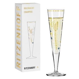Ritzenhoff 1071037 Champagnerglas 200 ml - Serie Goldnacht Nr. 37 - Edelweiß-Motiv mit Echt-Gold - Made in Germany
