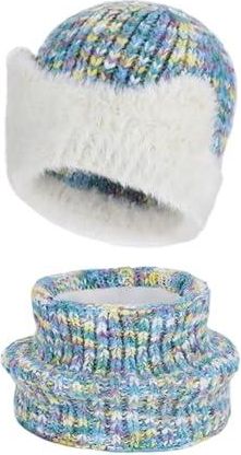 Generic Bonnet Femme Hiver Bonnet Femme Chapeau Femme Hiver Confortable Classique - Set Bonnet + &Eacute;charpe Col Hiver, Cache-Oreilles Stylish, Parfait pour Rando