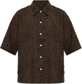 AllSaints Homme, Chemises, Brun, Taille: XL Chemise Oversize en M&eacute;lange de Lin Leopardo