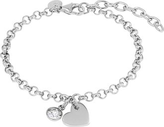 Tom Tailor Tom Tailor Armband mit Anh&auml;nger f&uuml;r Damen, Edelstahl, mit Kristallglas, 16+4 cm, silber, Herz, Geschenkidee, Armschmuck, Damenschmuck, 2100645