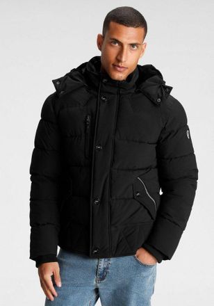 Bruno Banani Steppjacke Winterjacke mit Fellimitat und abnehmbarer Kapuze