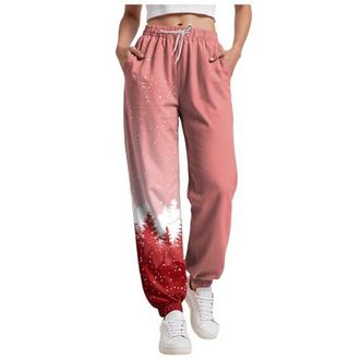 Generic Pantalon de jogging athlétique taille haute pour femme, pantalon dentraînement sur le thème de Noël, pantalon dentraînement avec poches et cordon de s