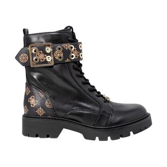 Guess Schwarze Leder Kampfstiefel Stilvolles Design - - Shoes - Damen - Schwarzk - 36 EU