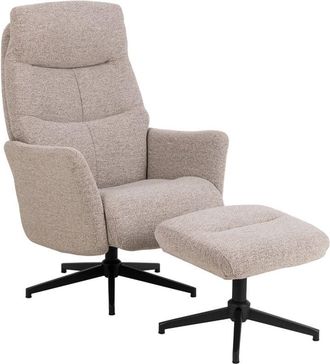 ebuy24 London Sessel Relaxsessel mit Fußhocker Bouclé Beige