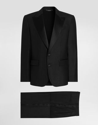 Dolce & Gabbana Single-breasted Suit In Linen Canvas - Mann Anz&uuml;ge Und Blazer Schwarz 48