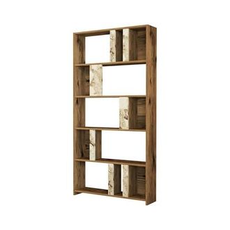 Dmora Regal Algieba 90x20x180 cm Braun 5 B&ouml;den, Bibliothek