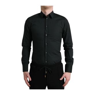 Dolce & Gabbana Klassisches Langarmhemd mit Slim Fit - - Shirts - Herren - Schwarzk - S
