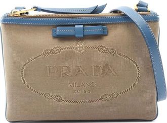 Prada 2010s Umh&auml;ngetasche aus Logo-Jacquard - Nude