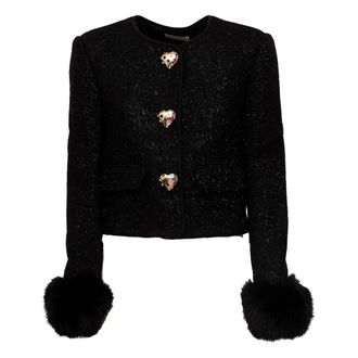 Self Portrait Metallic-thread Tweed Jacket - - Jackets - Damen - Schwarzk - 2XS