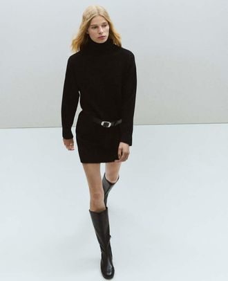 Mango Robe maille col roul&eacute; noir - Femme - XS - MANGO