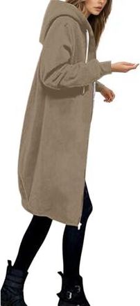 Generic Veste polaire chaude &agrave; capuche pour femme avec fermeture &eacute;clair - V&ecirc;tement dext&eacute;rieur l&eacute;ger et confortable pour lhiver 2026, kaki, 4XL