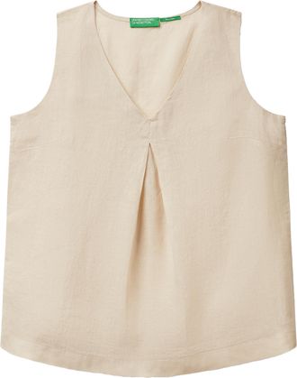 Benetton Damen Blusa 5bmldq06w Hemd, beige, Medium