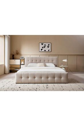 Boxxx Polsterbett, Beige, Holz, Pappel, massiv, 140x200 cm, gepolstertes Kopfteil, Stoffauswahl, in verschiedenen Gr&ouml;&szlig;en erh&auml;ltlich, Schlafzimmer, Betten, P