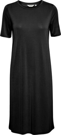Oxmo OXBrinja Damen Freizeitkleid Kleid T-Shirt-Kleid Midi mit kurzen &Auml;rmeln, Gr&ouml;&szlig;e:M, Farbe:Black (194007)
