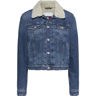 Tommy Jeans Izzie Slim Teddy Flag Jacke - - Jackets - Damen - Blau - M