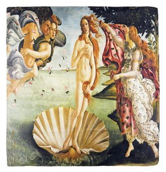 GFM &Eacute;charpe d&eacute;t&eacute; carr&eacute;e en soie m&eacute;lang&eacute;e de petite taille (SMSQ), Botticelli - La naissance de V&eacute;nus, S