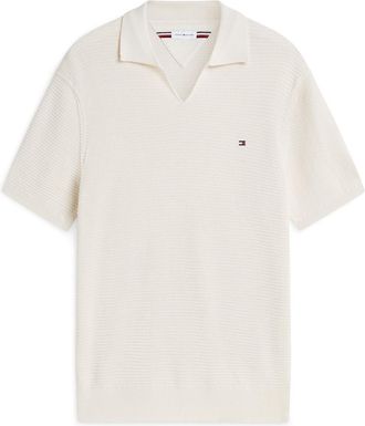 Tommy Hilfiger Strick-Poloshirt mit Waffelstruktur und Jonny-Kragen, Regular Fit in