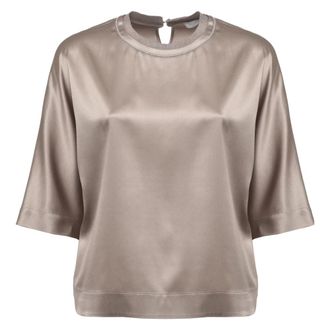 PESERICO Hemdbluse mit Perlenkragen - - Blouses & Shirts - Damen - Braun - M
