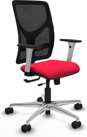 Piqueras y Crespo Roter Schreibtischstuhl mit wei&szlig;en und schwarzen Armlehnen, h&ouml;henverstellbare Lendenwirbelst&uuml;tze, ausgestattet mit Syncro/Traslack und Schneideschaum.