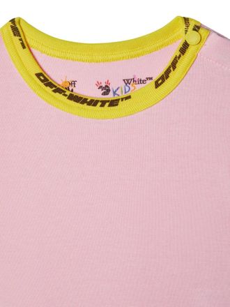 Off-white Long-Sleeve Cotton Bodysuit - Pink