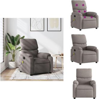 vidaXL Vidaxl - Fauteuil de massage inclinable Taupe Tissu - Fauteuil Inclinable - Fauteuil Massant - Chaise Relaxante - Massage Lombaire - Relaxation