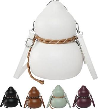 Generic Womens Vintage Calabash Shoulder Bag,Leather Crossbody Purse with Adjustable Strap for Everyday Casual Outfits (white)